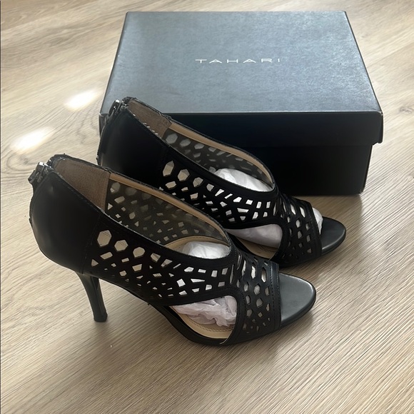 Tahari | Shoes | Tahari Black Stiletto Heels With Peeptoe Design | Poshmark